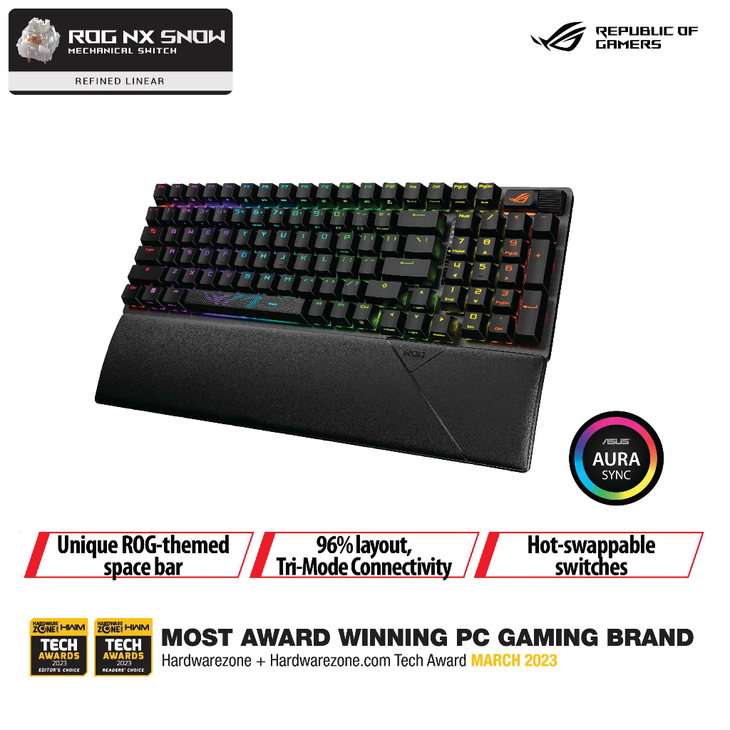 ROG Strix Scope II 96 X901 Wireless gaming keyboard NX SNOW with tri ...