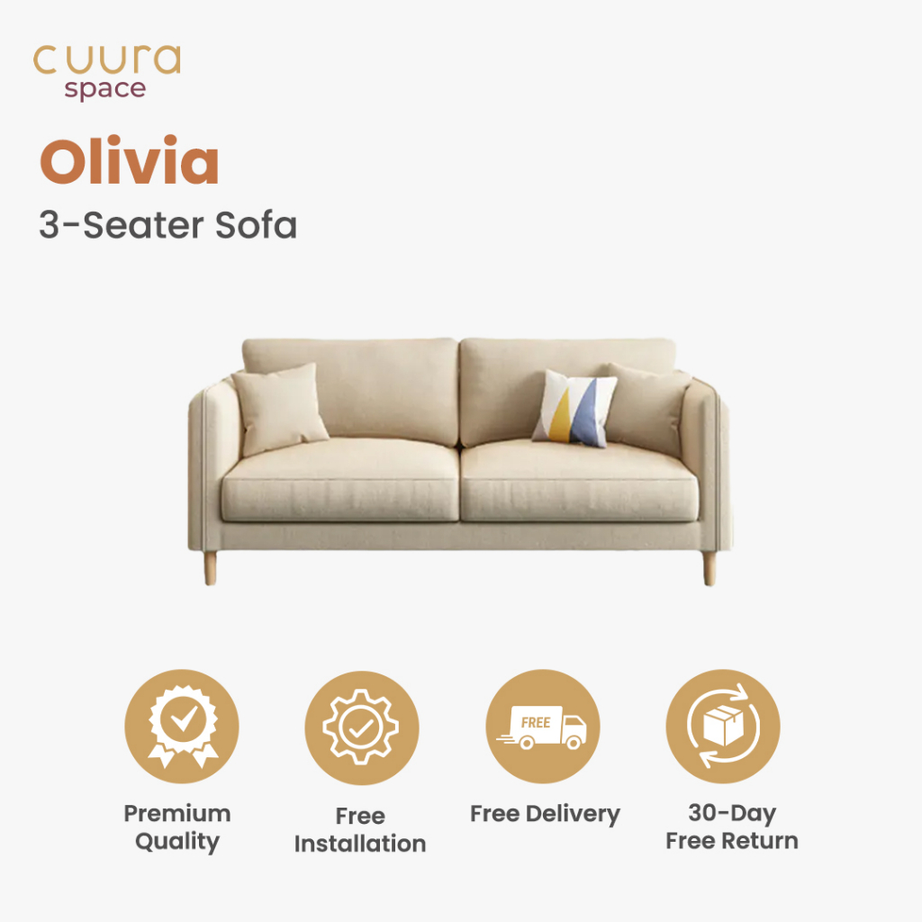 [Ready Stock | Free Installation] Cuura Space Olivia Minimalist Japandi Sofa | Shopee Malaysia