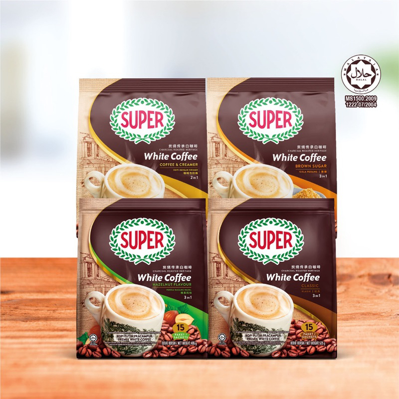 SUPER Instant 3in1 White Coffee, 15 sachets x33g / 2in1 15s x25g ...