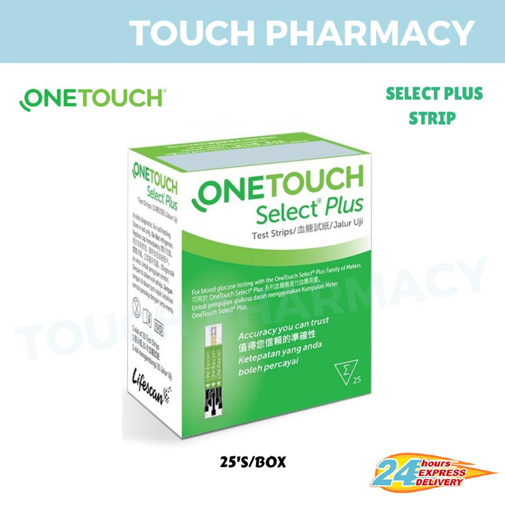 ONETOUCH Select Plus Simple Test Strips 25's/BOX (Blood Glucose Testing ...