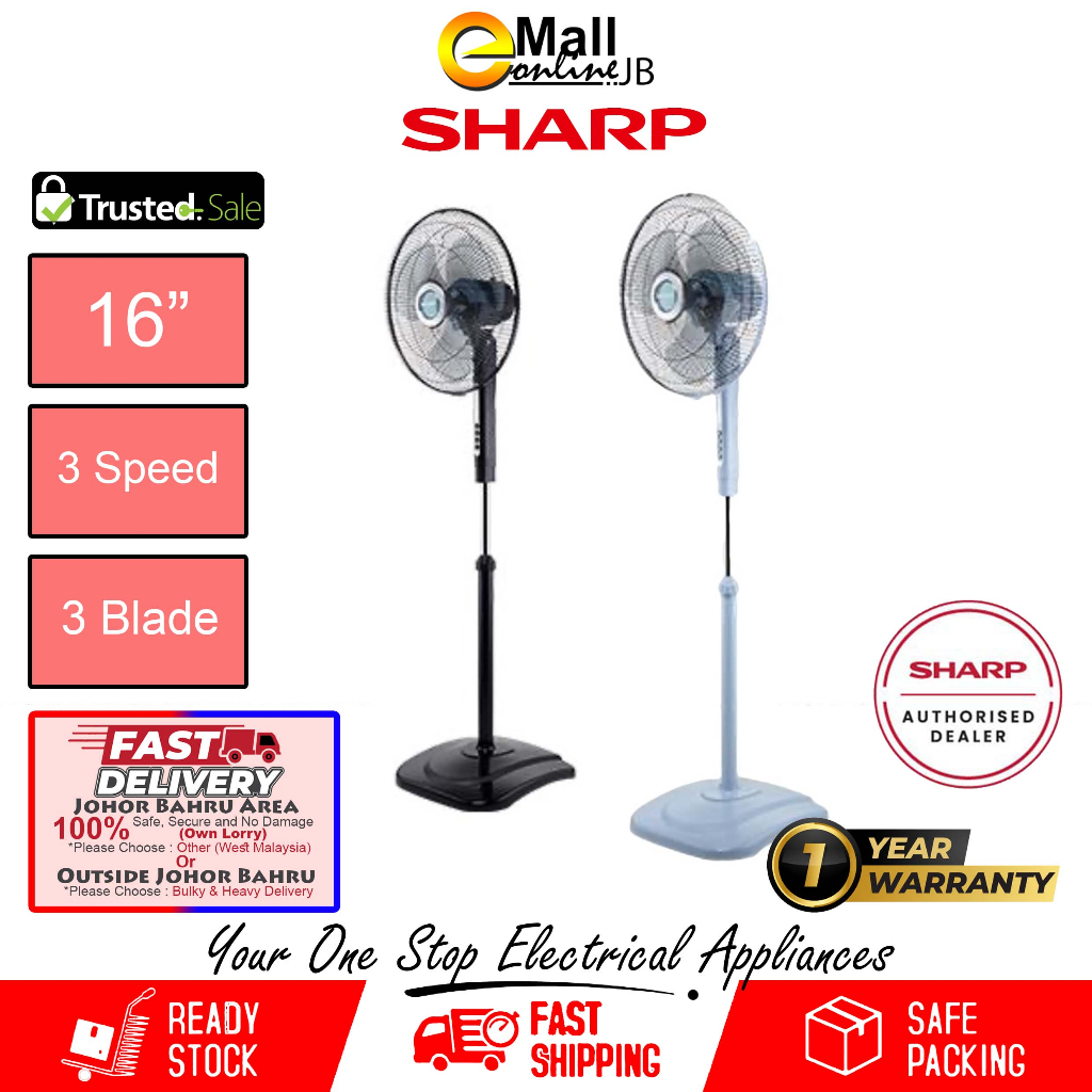 Sharp Powerful Stand Fan (16") PJS169BL / PJS169GY / PJS169 (Random ...