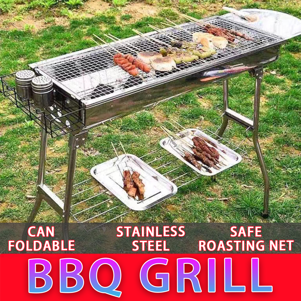 Stainless BBQ Grill Outdoor Portable Barbecue Stove bbq pit Charcoal Grill Camping Barbecue Rack ...