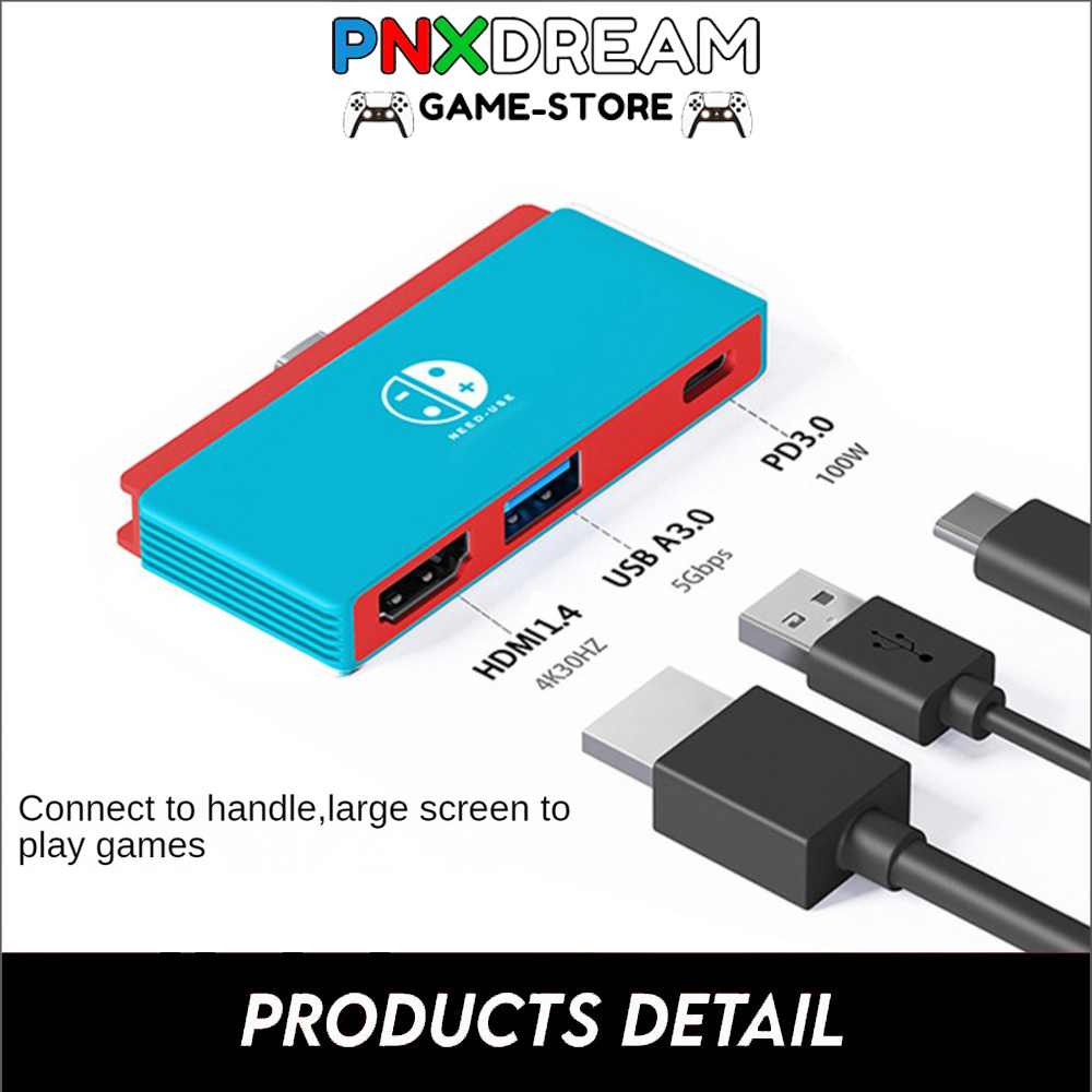 🇲🇾 3in1 Nintendo Switch OLED USB C Dock to HDMI 4K PD Charging USB3.0 Portable NS Docking ...