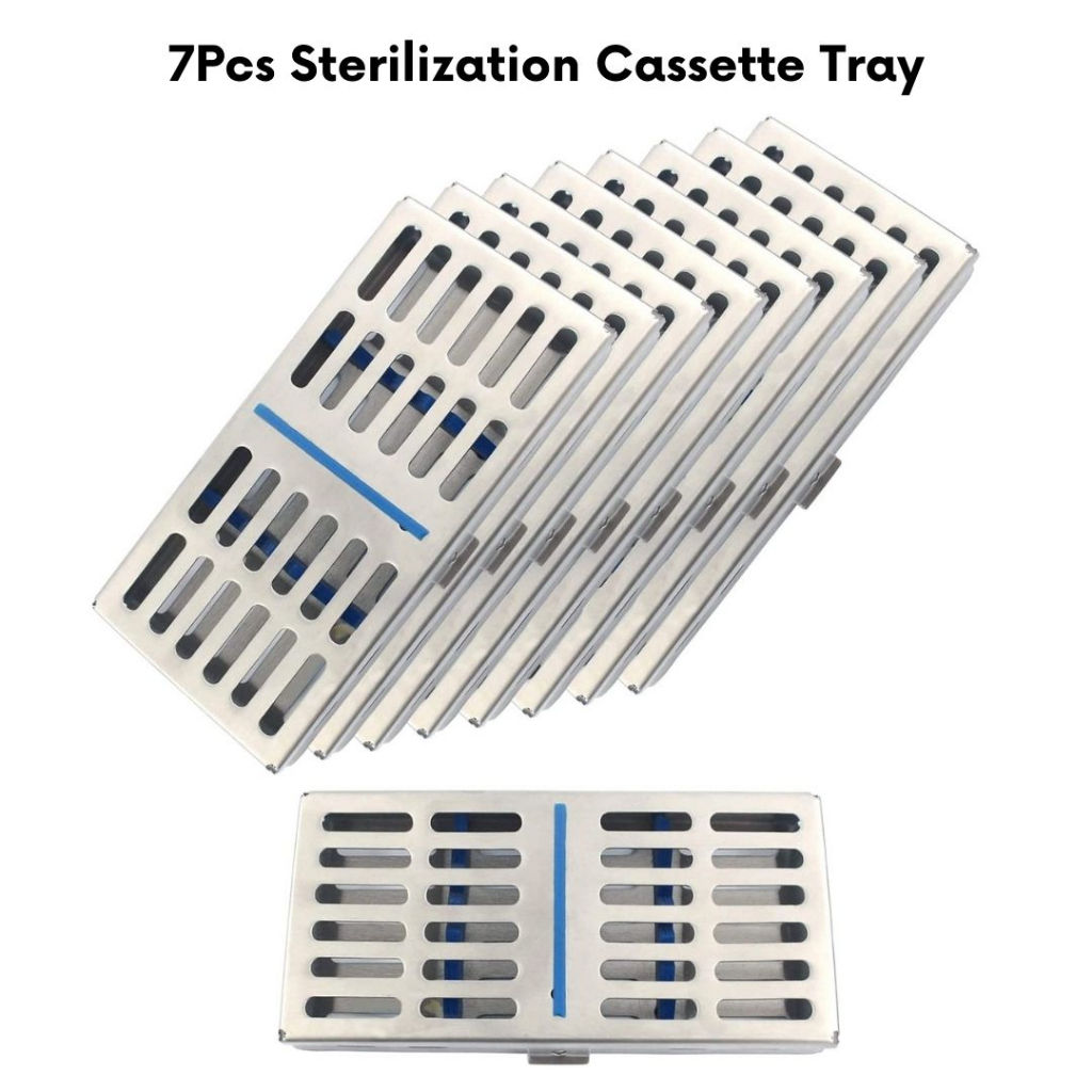 Stainless Steel Tray For 7Pcs Instrument Dental Sterilization Case Rack Surgical Autoclavable ...