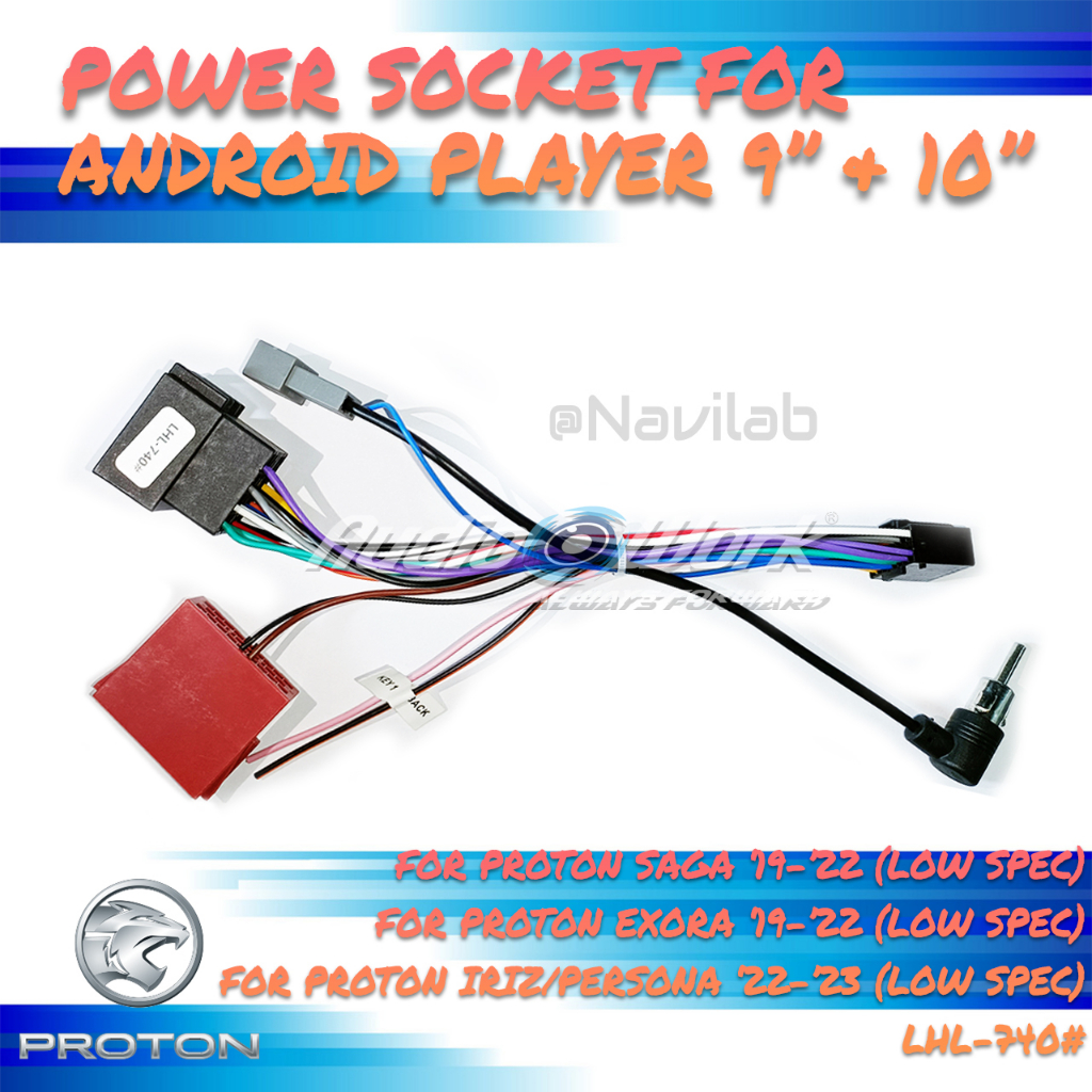 Car Android Player Power Cable Socket for Proton Exora Saga 2019 2020 ...