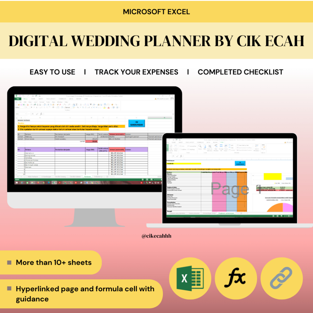Digital Wedding Planner & Checklist (Kahwin / Tunang) by Cik Ecahhh ...