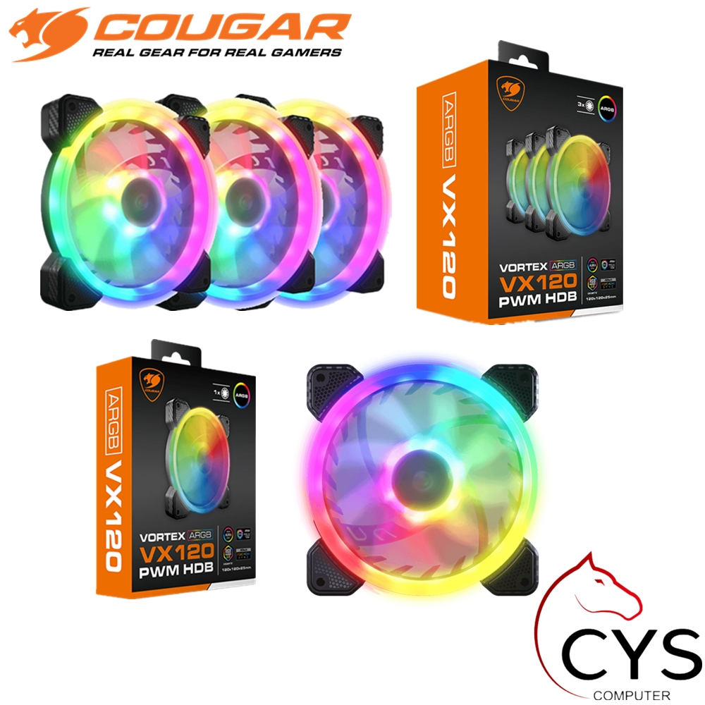 COUGAR VORTEX ARGB VX120 PWM HDB SINGLE / TRIPLE FAN PACK CASING FAN ...