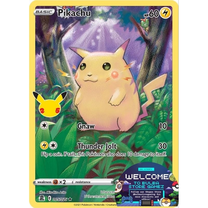 Pikachu 005/025 CLB Celebrations Pokémon TCG Card Game Original ...
