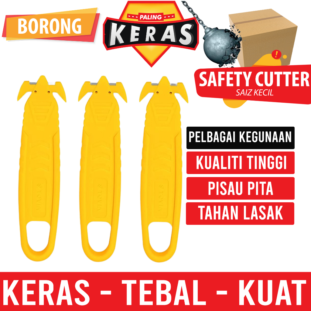 PalingKeras-Safety Cutter Multi-purpose Unboxing Cutter Steel Hook ...