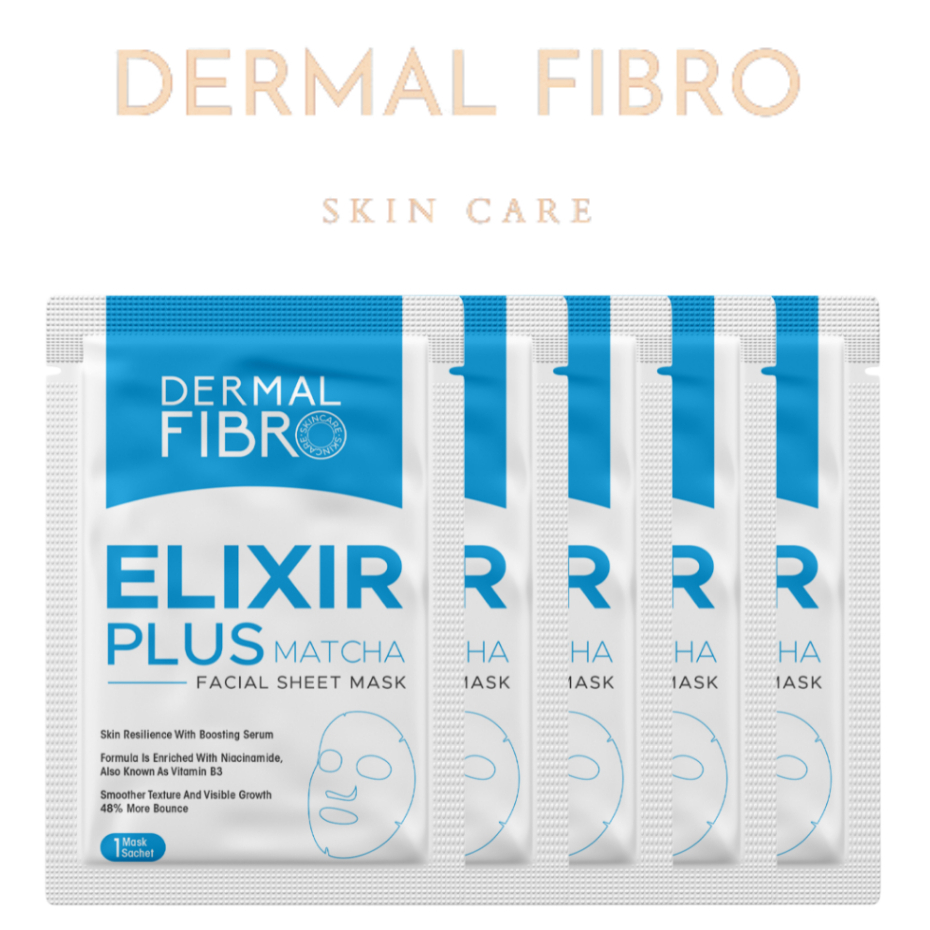 Dermal Fibro Sheet Mask Elixir Super Matcha with Niacinamide Bouncing ...