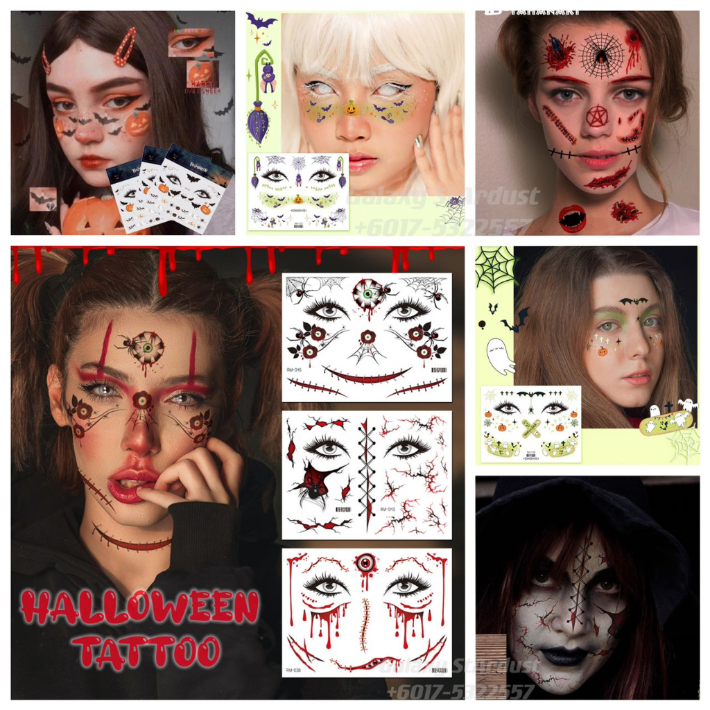 Party Halloween Spooky Realistic Trendy Tattoo Sticker-Vampire Horror ...