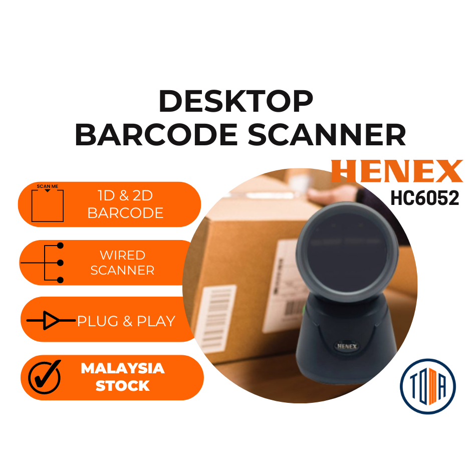 Henex HC6052 1D / 2D Barcode Scanner QR Code Desktop Scanner | Shopee ...