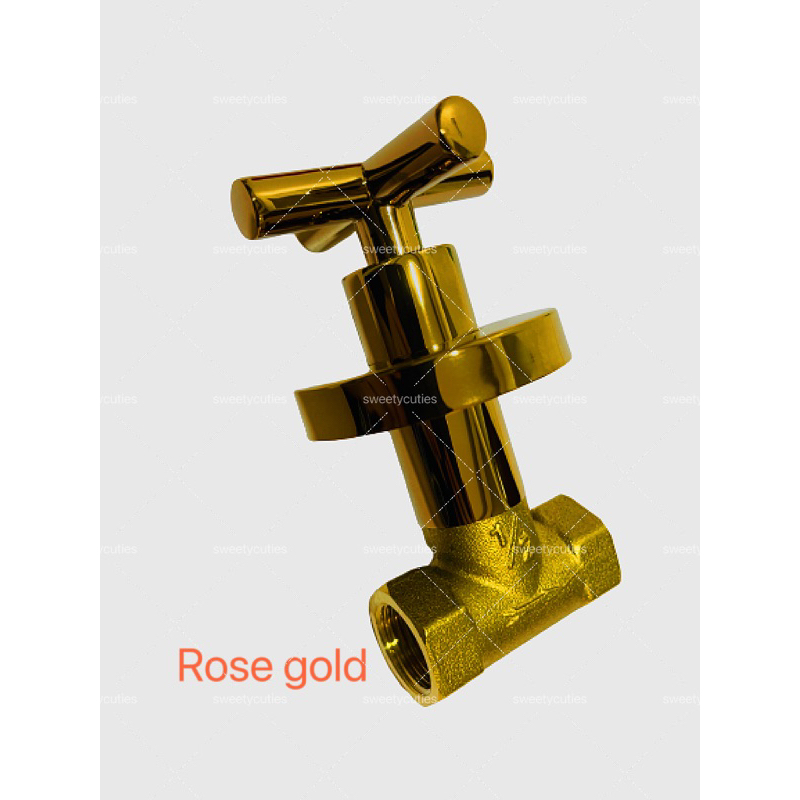 FULL TURN CONCEALED STOP COCK STOPCOCK Gold STAINLESS STEEL 1/2 ...