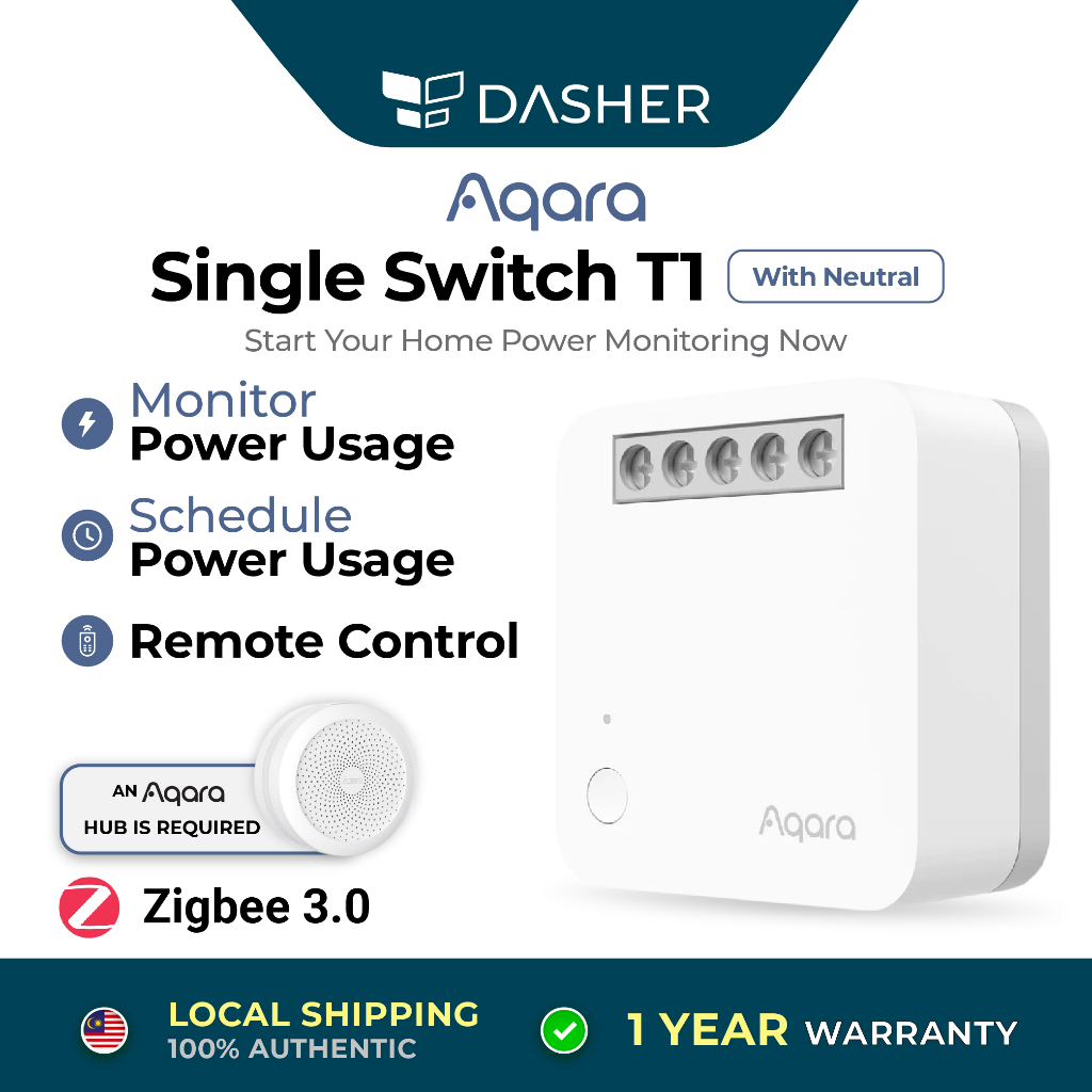 [Ready Stock] Aqara Single Switch T1 (With Neutral) Zigbee 3.0 Protocol ...