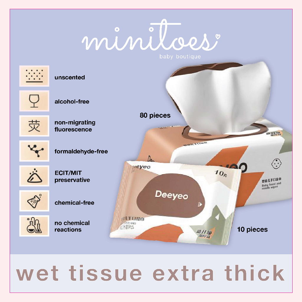 MINITOES Deeyeo Extra Thick Wet Wipes Wet Tissue Tisu Basah Tebal Bayi ...