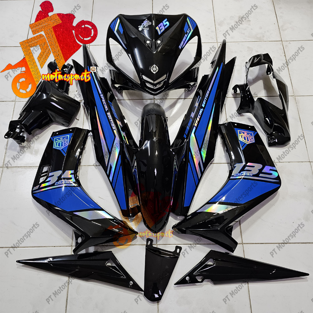Yamaha LC 135 V1 Cover Set Black Rainbow Blue Pelangi Biru 96 Custom ...