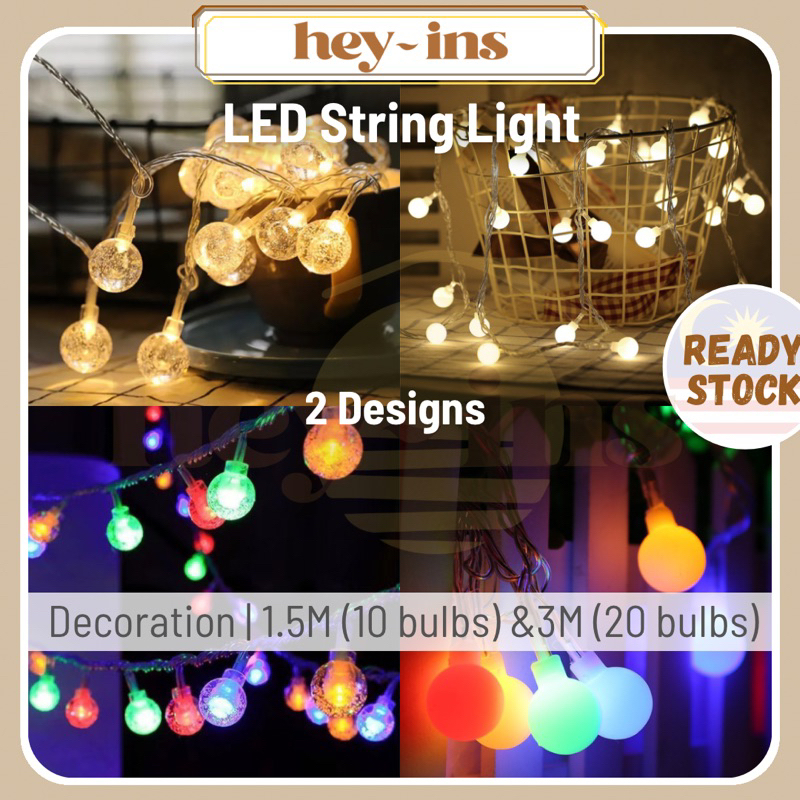 LED Bulb String Light 1.5M/3M Bulb Waterproof Battery Power LED ...