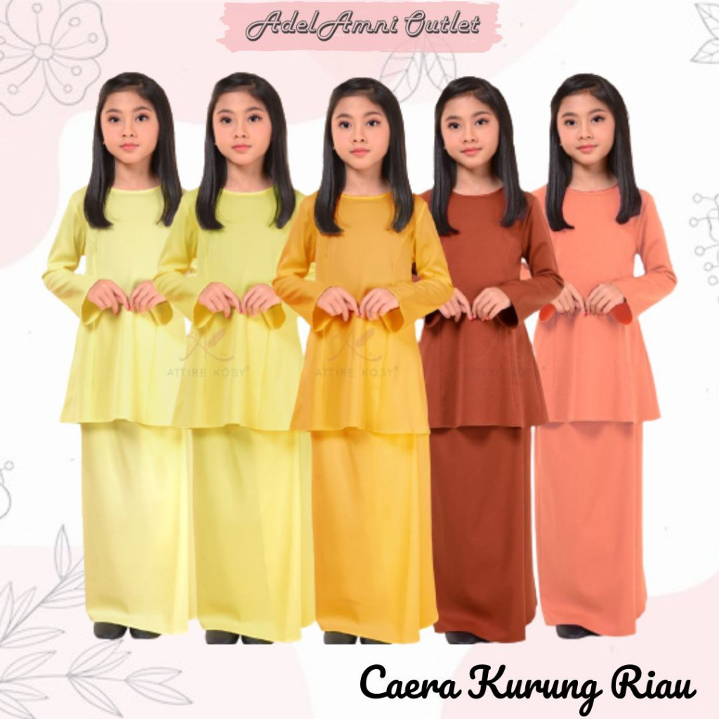 Baju Kurung Raya Riau Caera Sedondon Budak - Salmon Peach/Soft Yellow ...