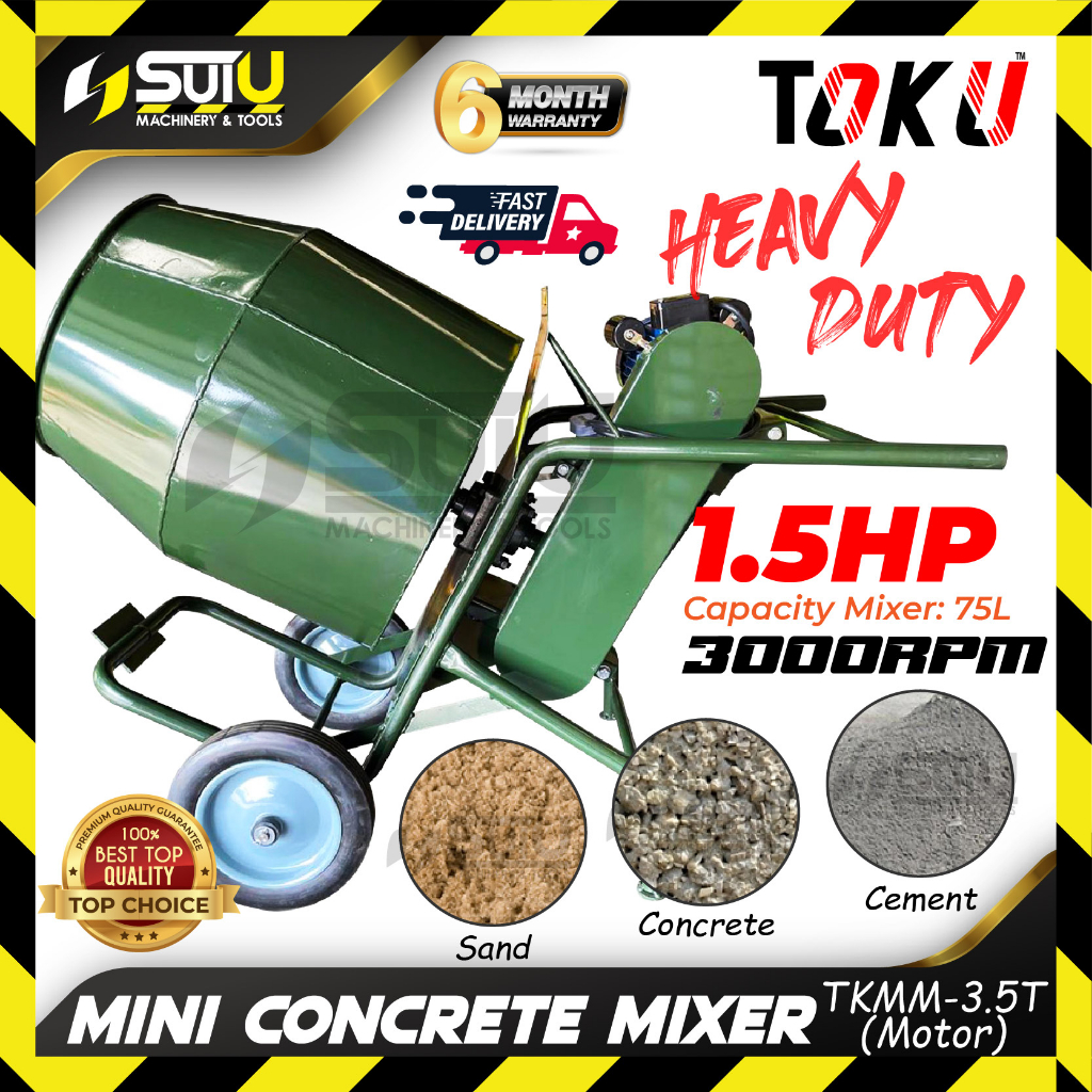 TOKU TKMM-3.5T Mini Concrete Mixer c/w 1.5HP Electric Motor | Shopee ...
