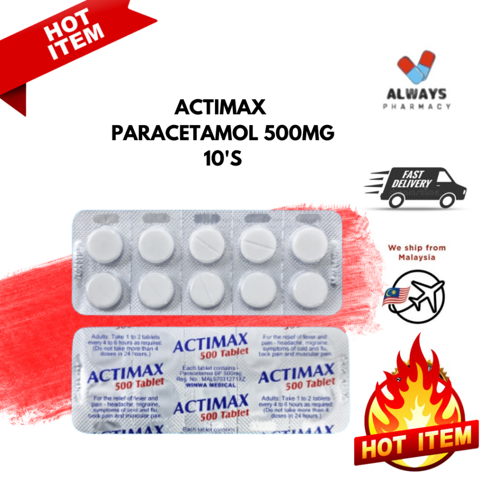 1 STRIP | ACTIMAX PARACETAMOL 500MG - UNTUK DEMAM, SAKIT KEPALA, SAKIT ...