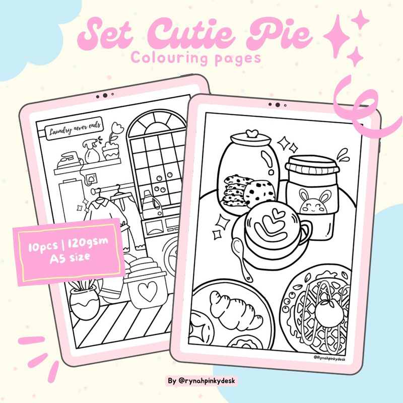 Set cutie pie colouring pages | Shopee Malaysia