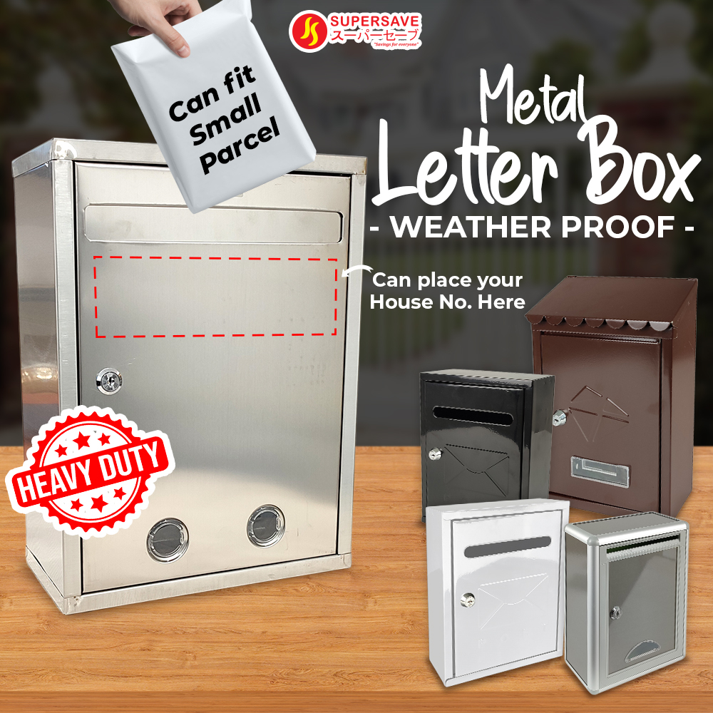 SUPERSAVE Metal Letter Box Wall Mount Mail Box with Keys Lock Outdoor ...