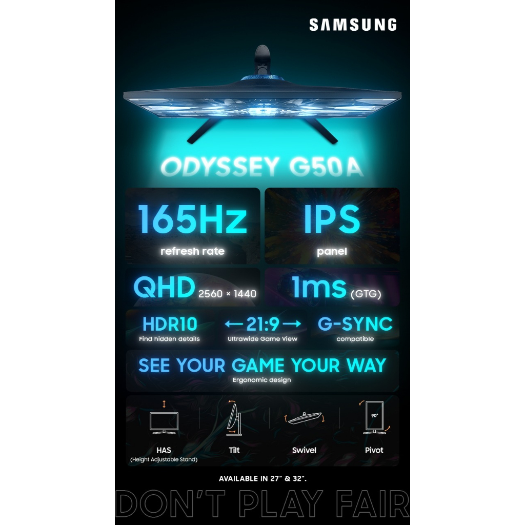 # SAMSUNG Odyssey G50A Series [27"/32"] - QHD, IPS, 165Hz, 1ms & NVIDIA ...