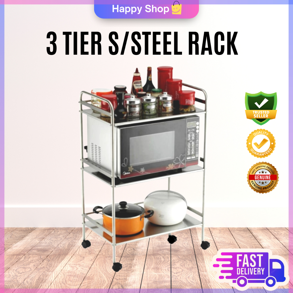 3 Tiers Multipurpose Stainless Steel Oven, Kitchen Storage Rack ...