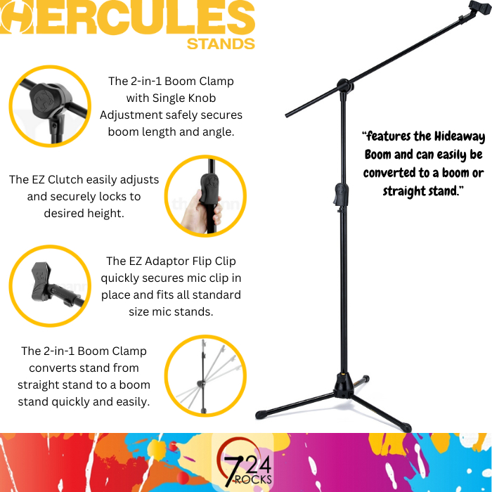 Hercules stand Hercules MS533B Tripod Base Hideaway Boom Stand ...