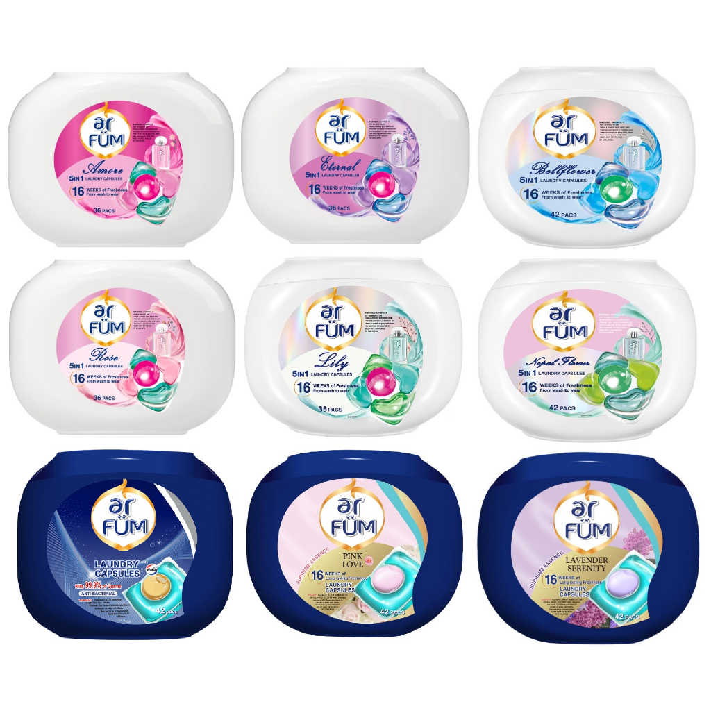 AR FUM 5 IN 1 LAUNDRY CAPSULES BELLFLOWER / NOPAL FLOWER / LILY / ROSE ...