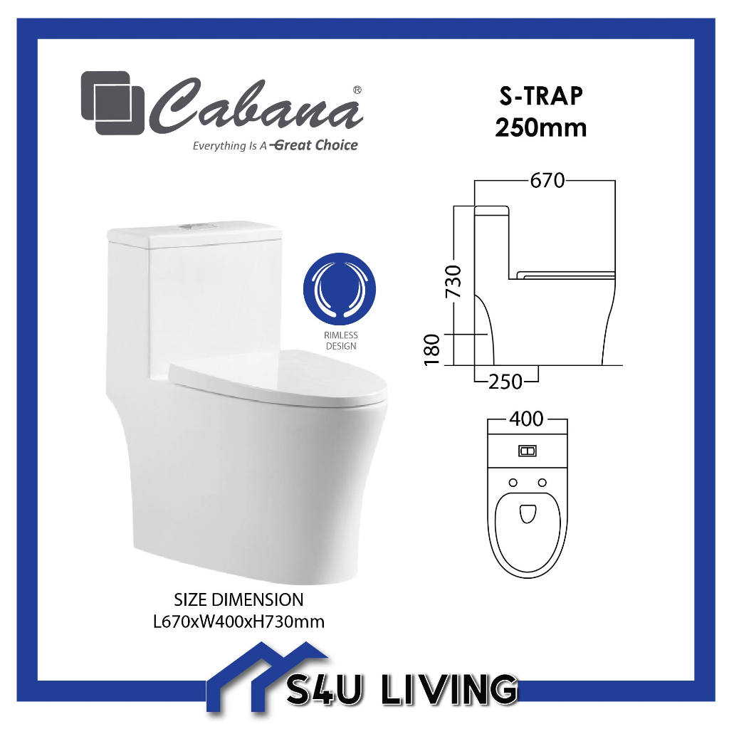 [ Maximum 1 unit per order ] SORENTO CABANA One Piece WC Toilet bowl ...
