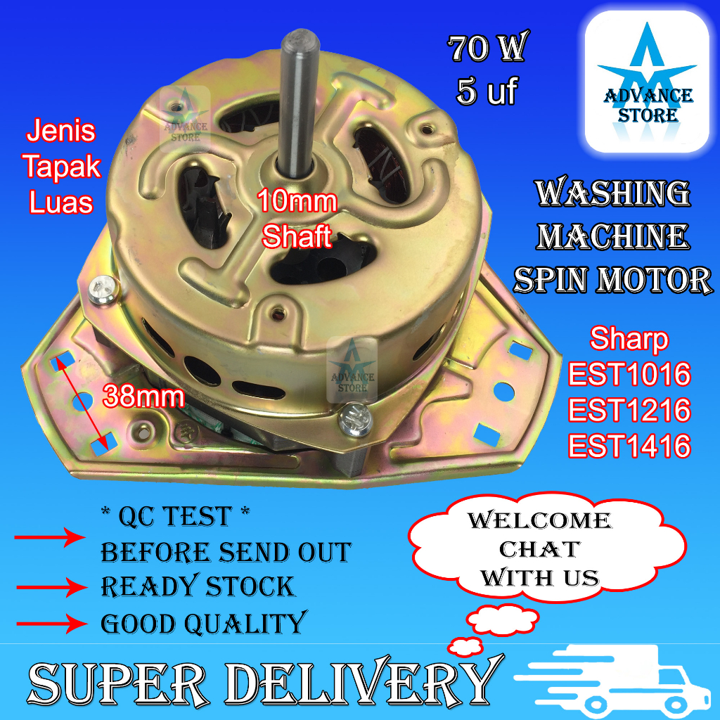 Tapak Luas EST1016 EST1216 EST1416 SHARP Spin Motor Semi-Auto Washing ...