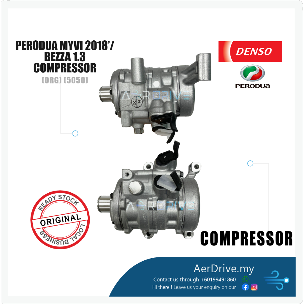 DENSO ORIGINAL PERODUA MYVI 2018'/ BEZZA 1.3 Compressor 5050 | Shopee ...