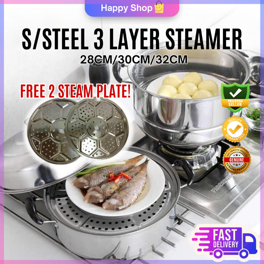PERIUK PENGUKUS/STAINLESS STEEL 3 TIER STEAMER POT | Shopee Malaysia
