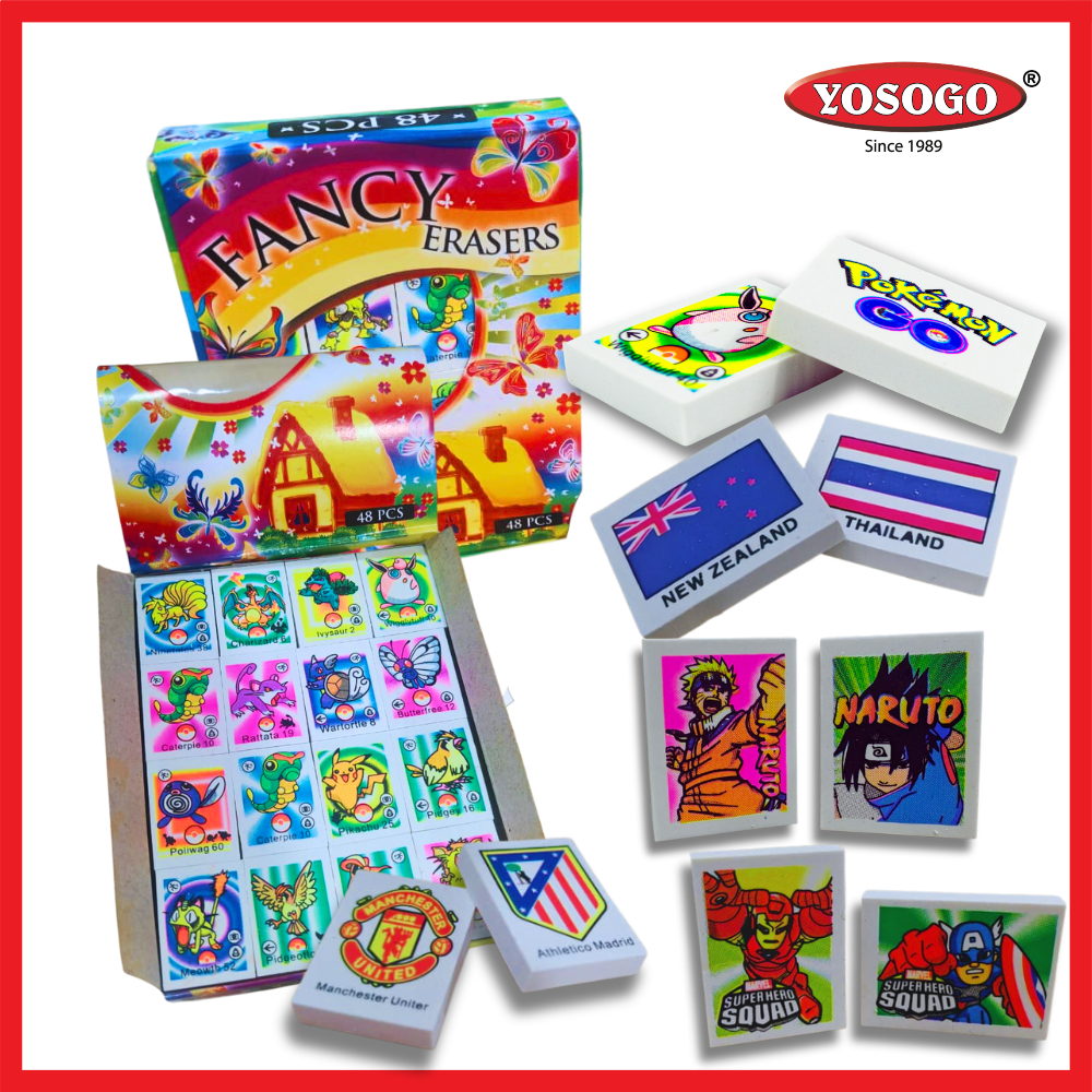 [super stationery] Fancy Eraser 48 pcs 1 box Pokemon Go Eraser Flag ...