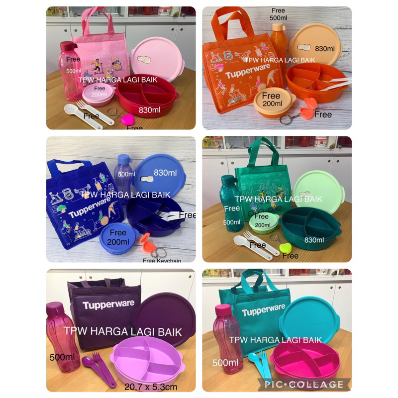 Tupperware Fit To Go Lunch Set with Bag / Twin Duo Lunch Set / Bekal ...