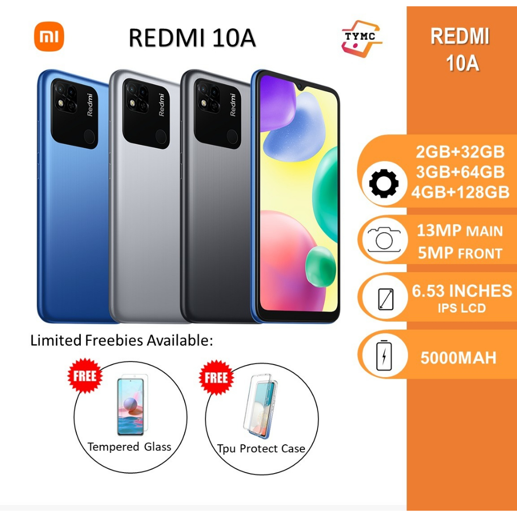 Redmi 10A (32GB ROM + 2GB RAM | 64GB ROM + 3GB RAM | 128GB ROM + 4GB ...