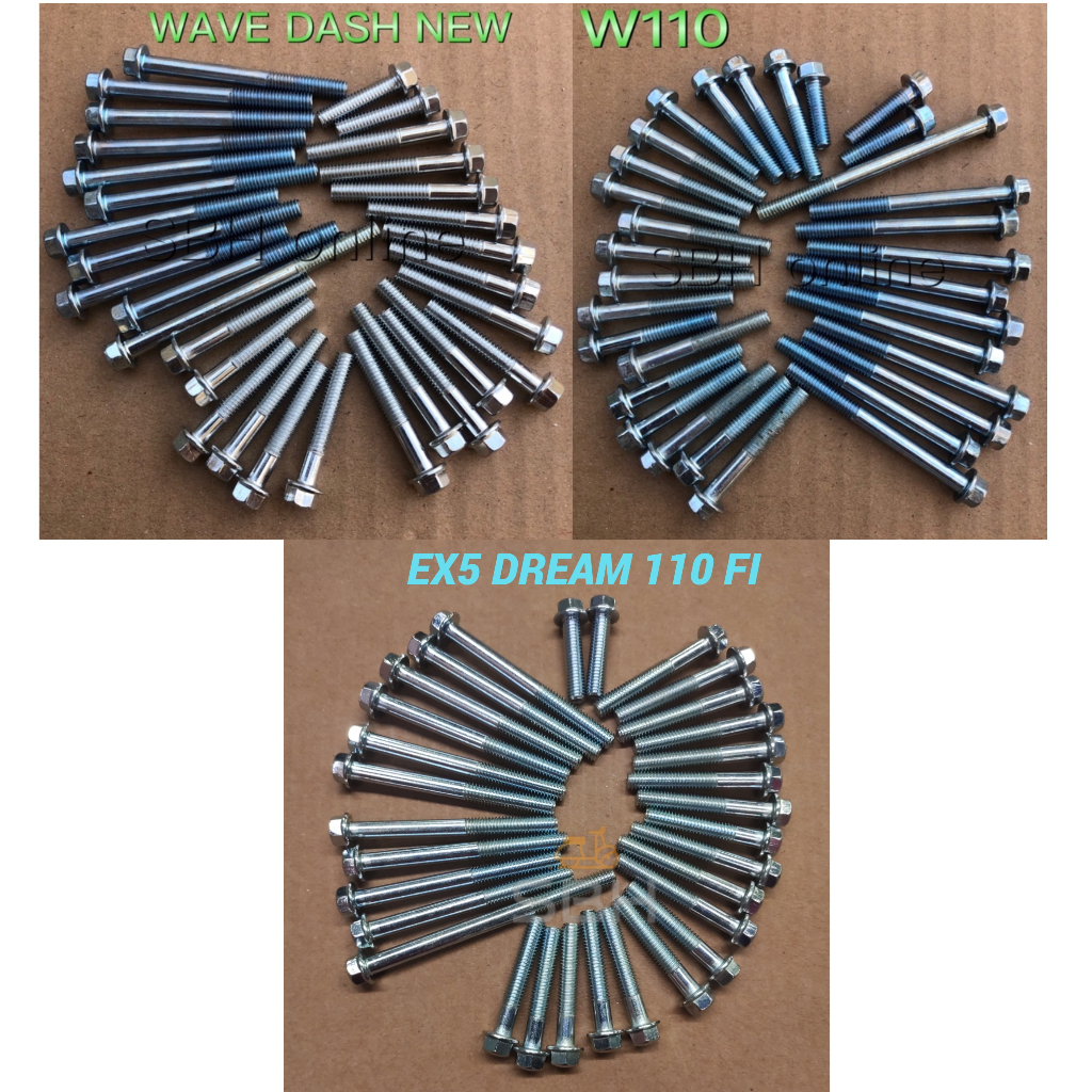 WAVE 110/WAVE DASH NEW/EX5 DREAM 110 FI ENGINE SCREW COMPLETE SKRU ...