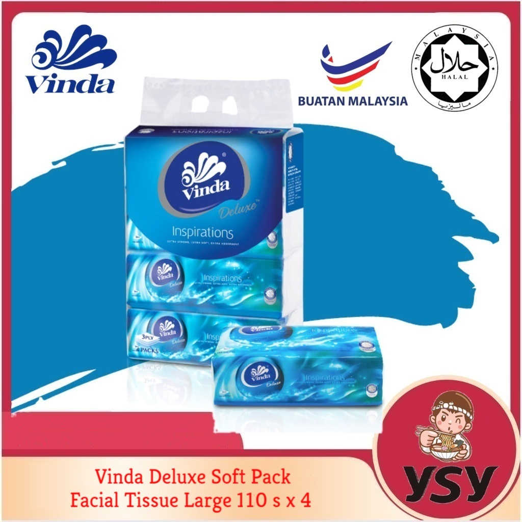 Vinda Deluxe Soft Pack Facial Tissue Large 110 s x 4 | Shopee Malaysia