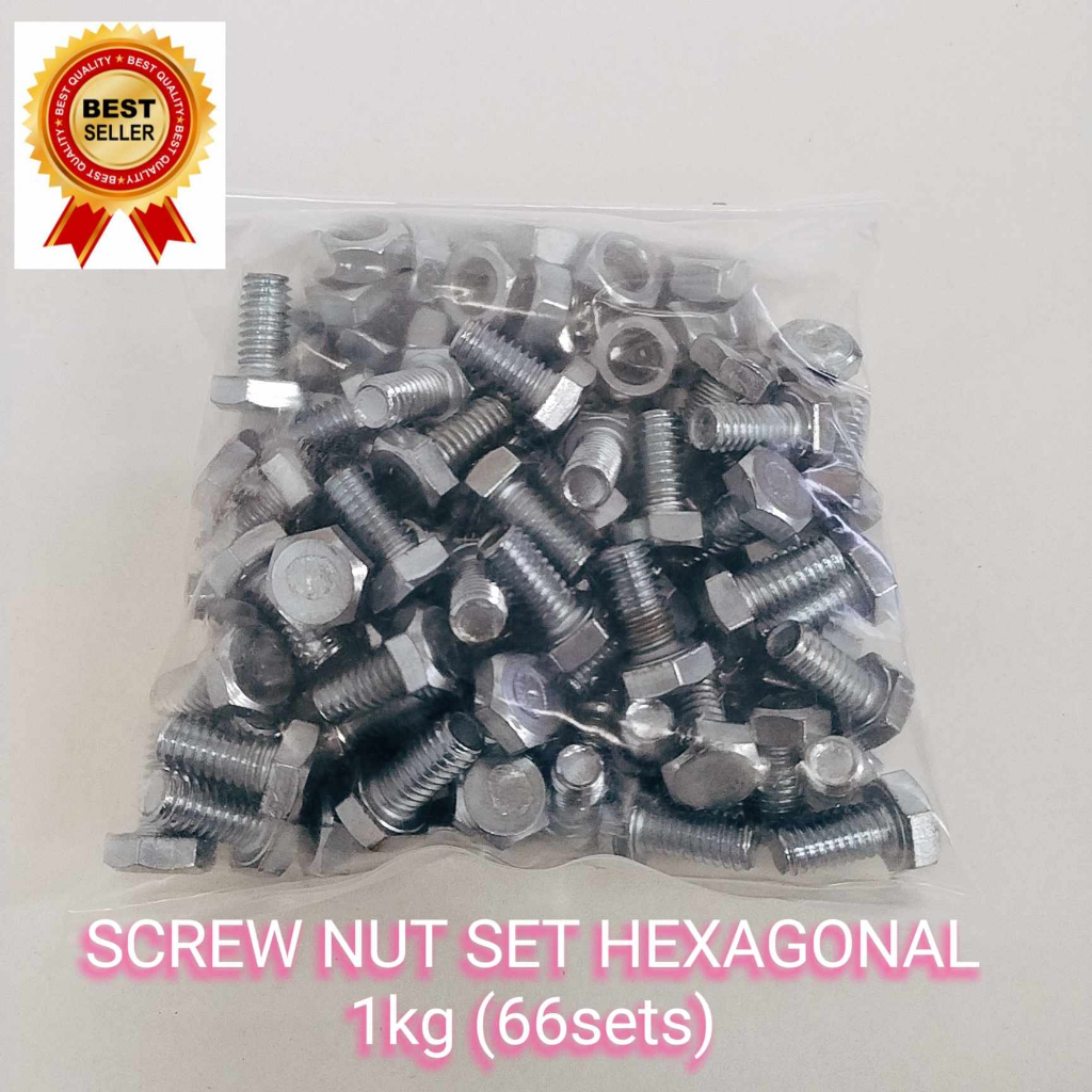 1KG (66 SETS)Screw Nut Six Angle skru rak 5/16 x 5/8 Stainless Steel ...