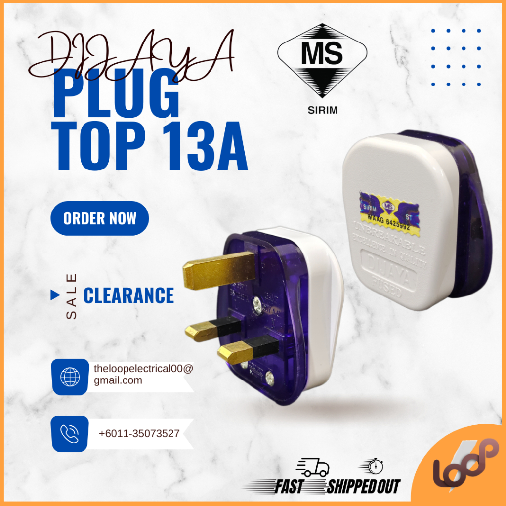[READY STOCK] DIJAYA 13A PLUG TOP TRANSPARENT BASE (SIRIM APPROVED) / 3 PIN PLUG TOP 13A ...