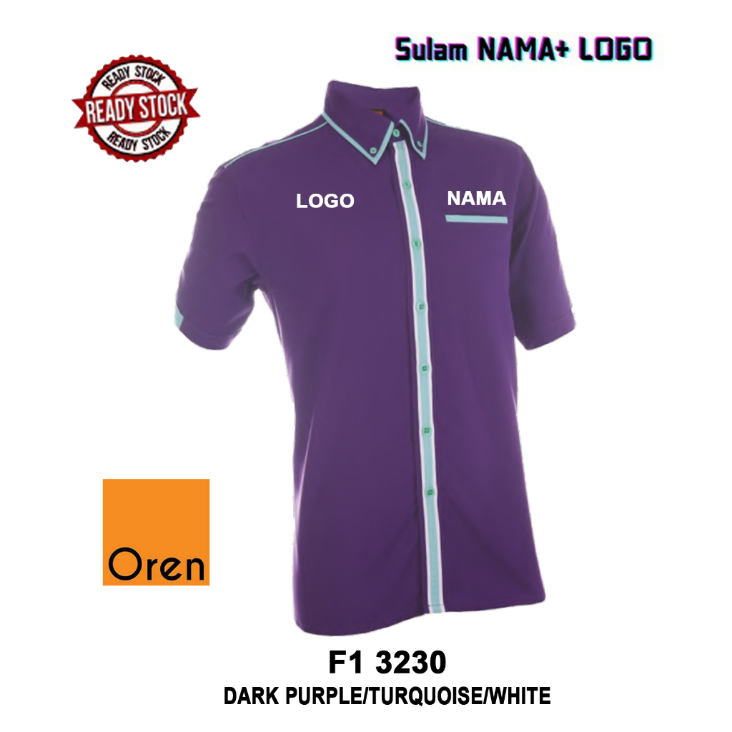 BAJU KORPORATE DARK PURPLE PENDEK F1 3230 JENAMA OREN SPORT | Shopee ...
