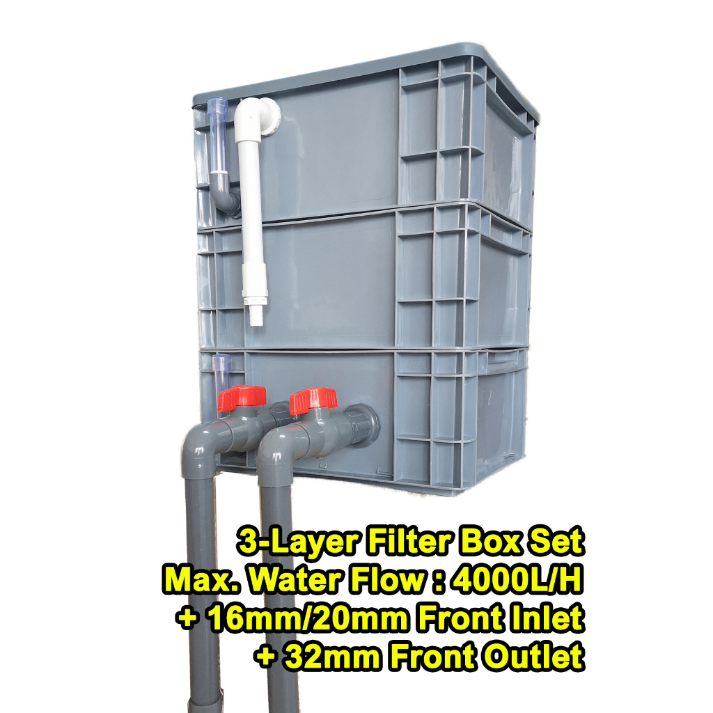 Aquarium Filter Box 3-Layers Koi Pond Filteration System Boxes Fish ...
