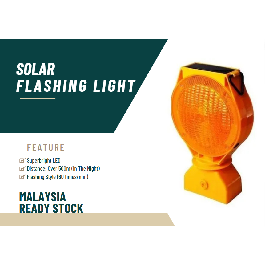 Solar Flashing Light Yellow Industrial Road Safety Warning LED Traffic ...