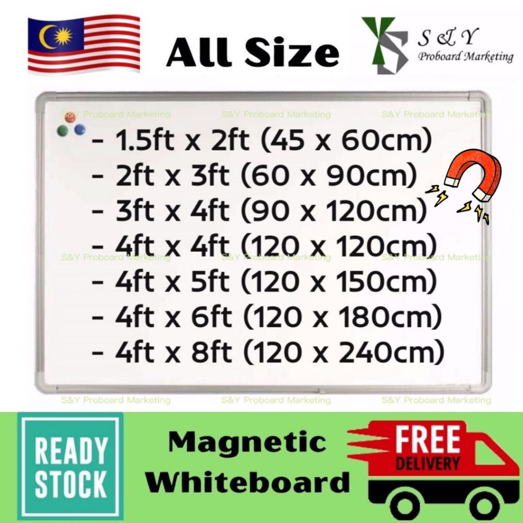 White board Size 2x3 3x4 4x4 4x5 4x6 4x8 Magnetic WhiteBoard 1.5x2ft ...