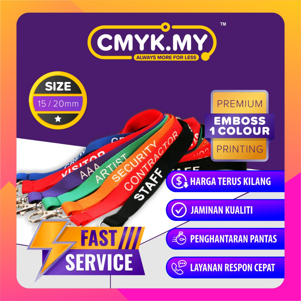 [HARGA CETAK] Silk Screen PVC Emboss Lanyard / Tali Name Tag Custom ...