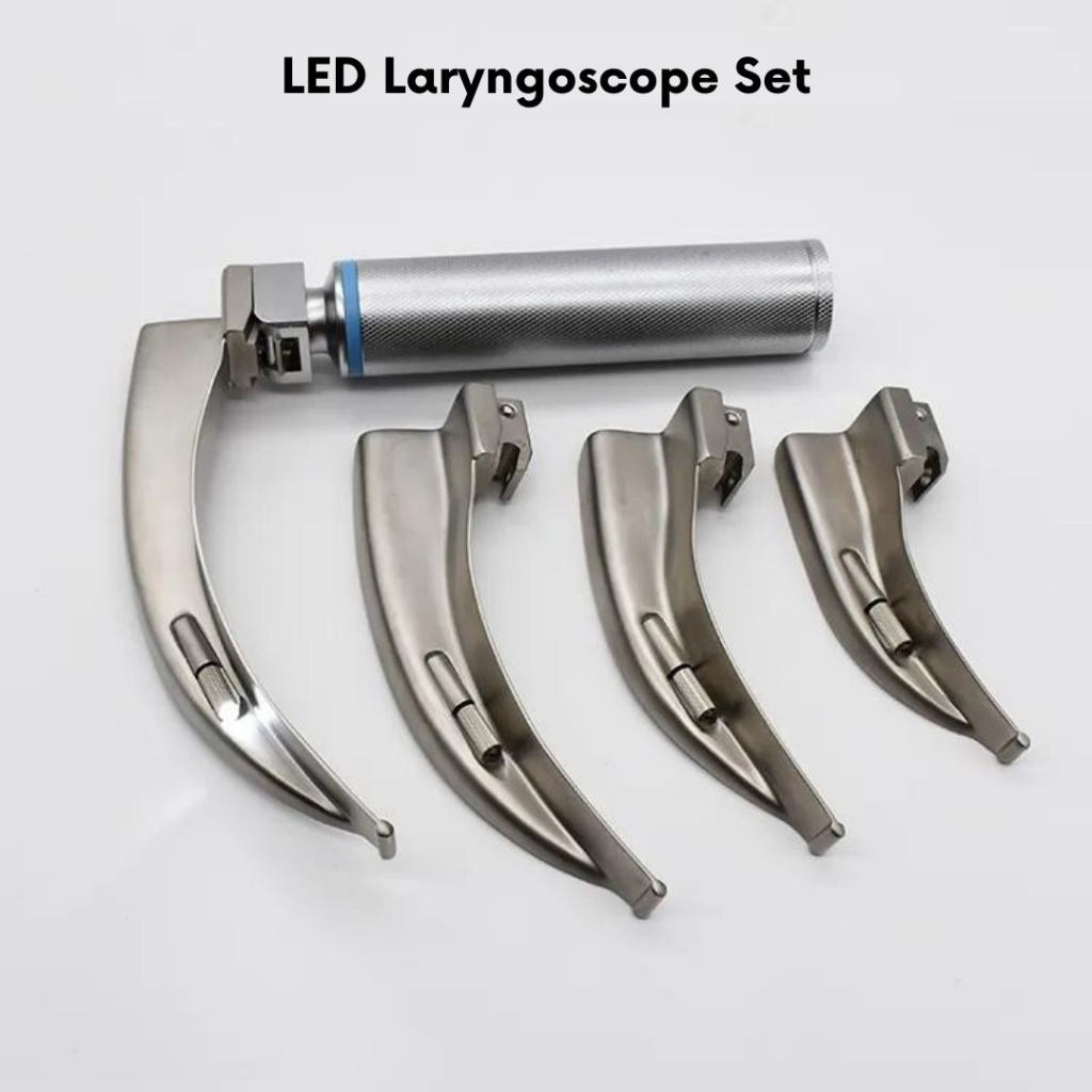Reusable Conventional Laryngoscope 4 Blades Set with Medium Handle ENT ...