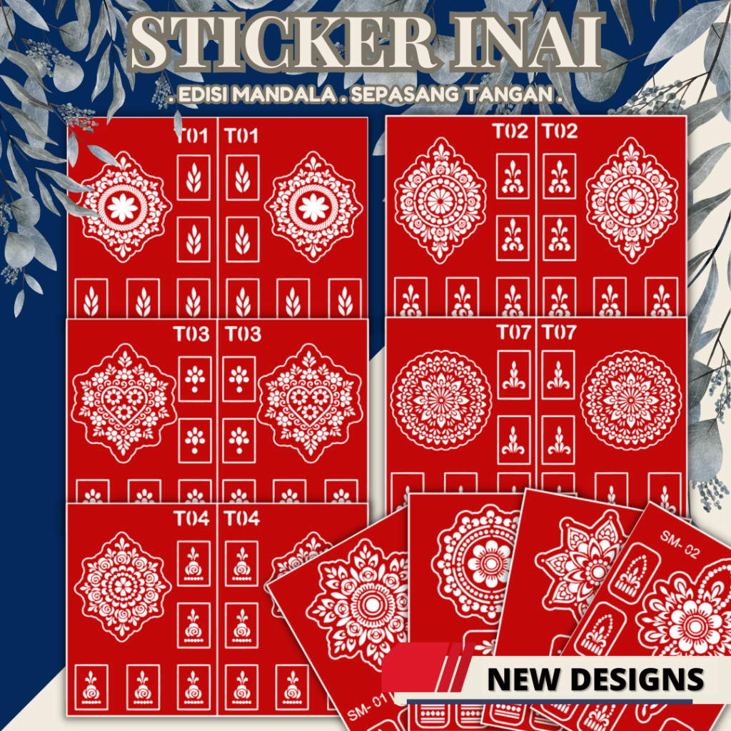 STICKER INAI MURAH (sepasang tangan)/STENCIL HENNA/MEHNDI STICKER ...