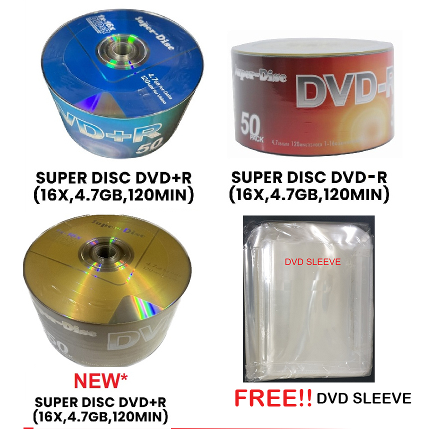 Super Disc DVD-R DVD+R Recordable Media 16X 4.7GB 120Min DVD R Blank ...