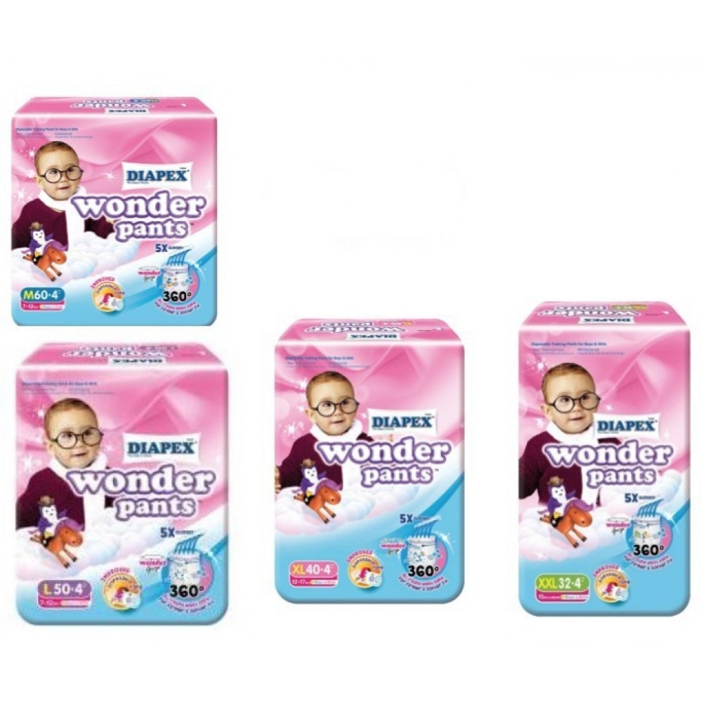 Diapex Wonder Pants Super Jumbo Pack M60+4/L50+4/XL40+4/XXL32+4 ...